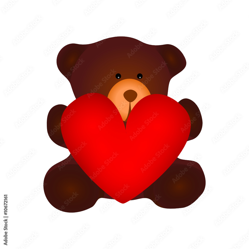 teddybär mit herz Stock-Vektorgrafik | Adobe Stock