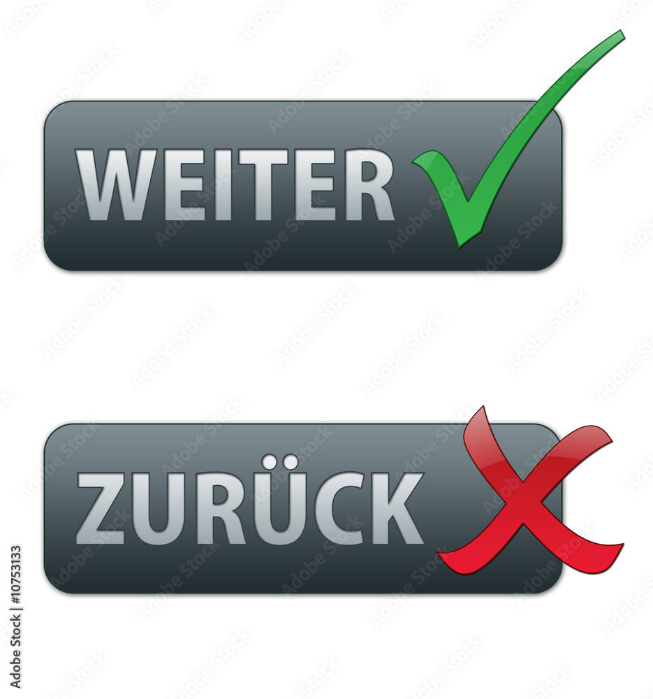 "Weiter" und "Zurück" - Button Stock-Illustration | Adobe Stock