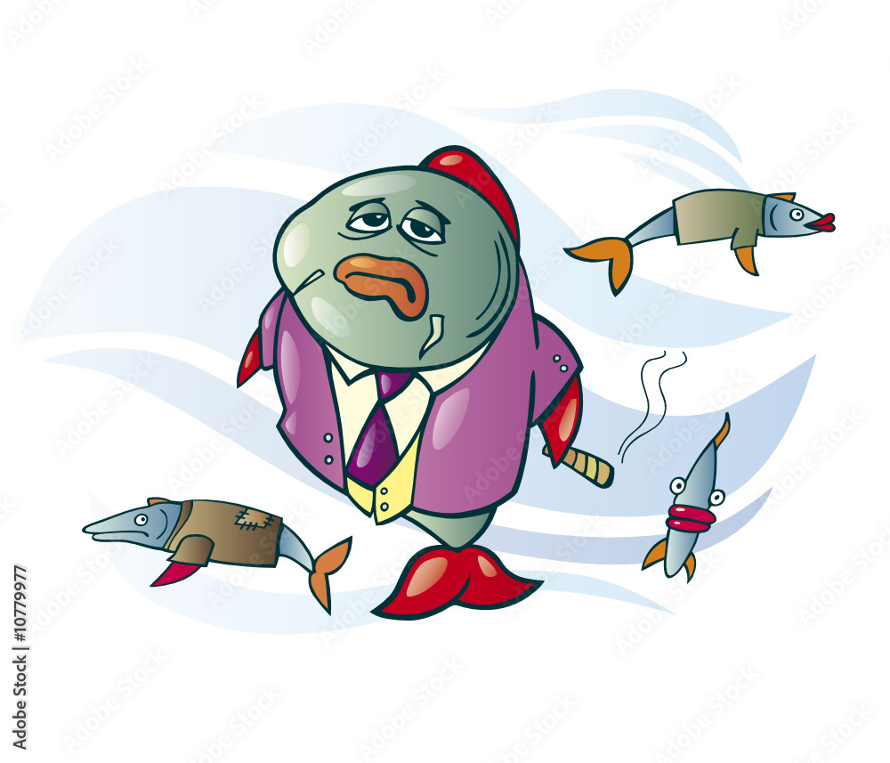 cartoon illustration of big fish Stock Vector | Adobe Stock