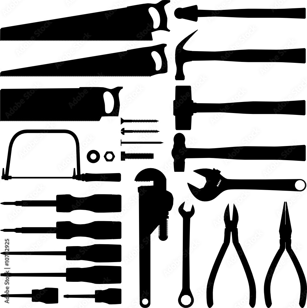 Hand tool silhouettes Stock Vector | Adobe Stock