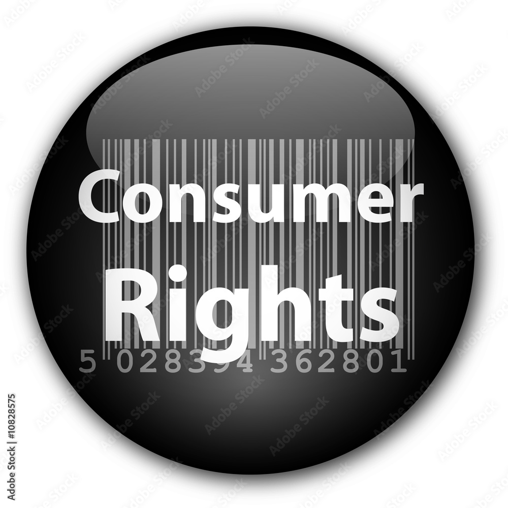 "Consumer Rights" button with barcode (black) Stock Illustration ...
