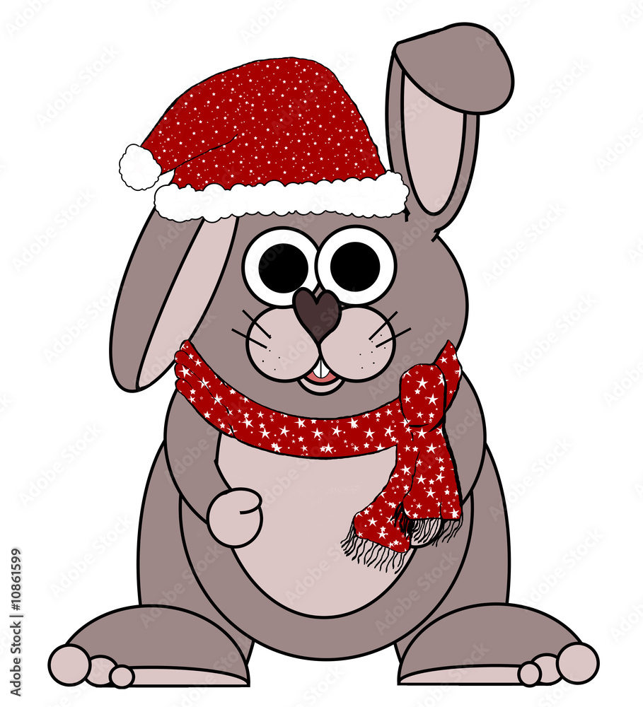 Santa Bunny Rabbit Cartoon - Isolated on white Stock Illustration ...