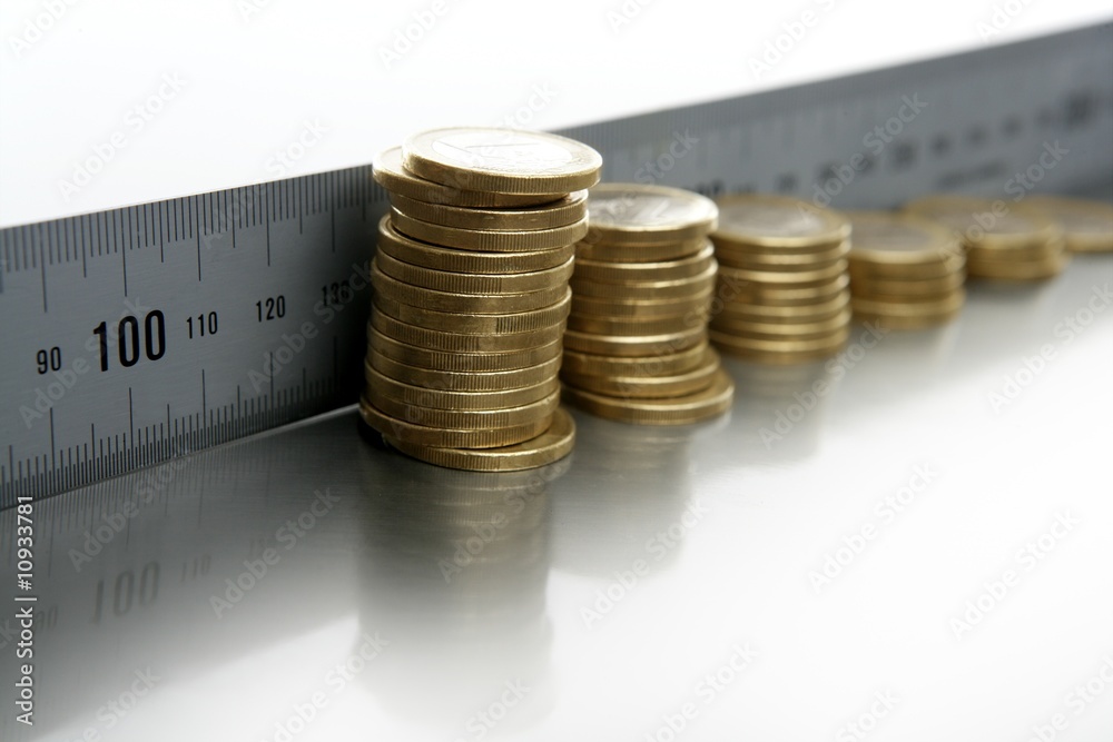 Aluminium scale meter of euro cash stock Stock Photo | Adobe Stock