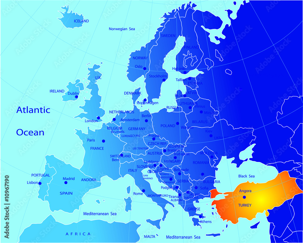 Plakat polityczna mapa Europy, Turcji #10967190 - Mapa Europy - Plakaty ...