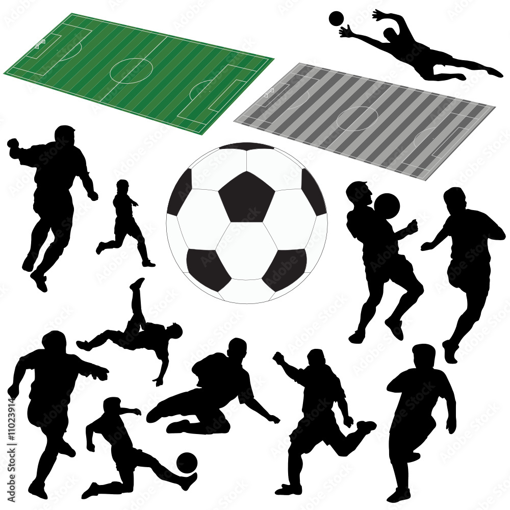 football team, playing-field and soccer ball vector Stock Vector ...
