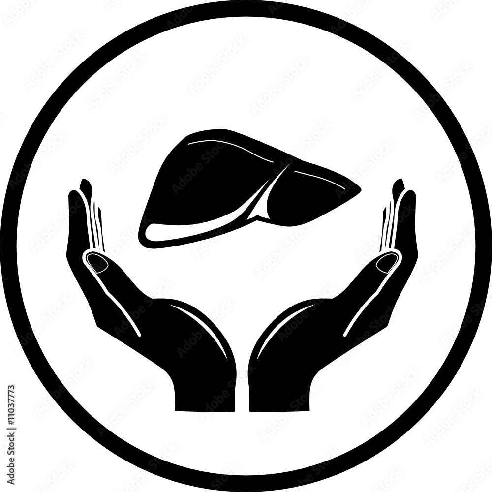 Medical icon. Protection of liver. Black and white. Stock Vector ...