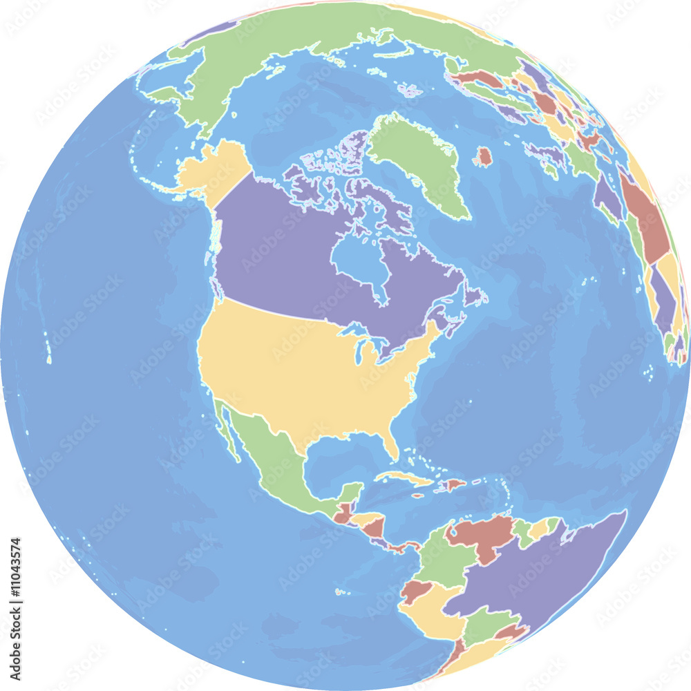 Globe showing North America Stock Illustration | Adobe Stock