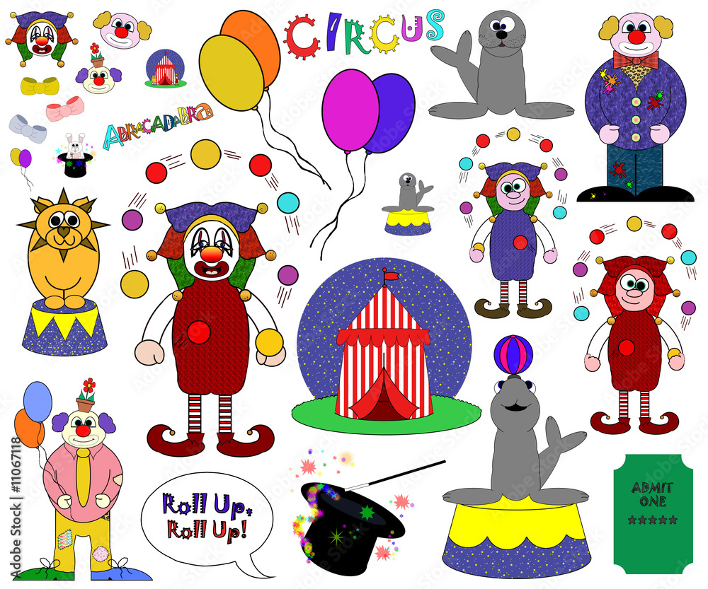 Circus Big top Cartoon Series Page - Isolated On White Stock ...