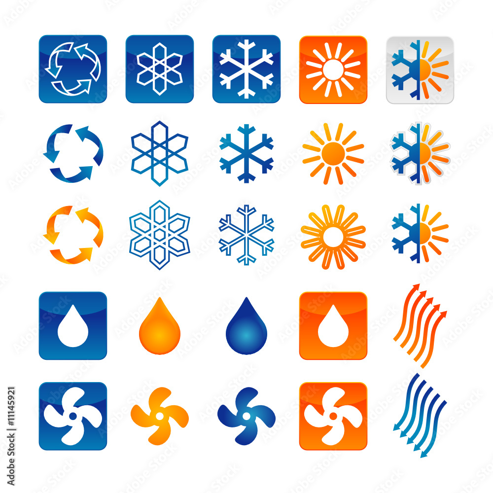 Icons for air conditioning Stock Vector | Adobe Stock