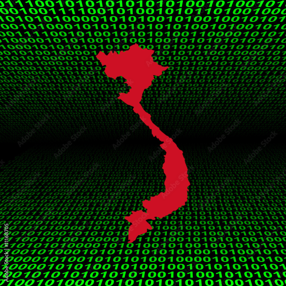 glowing vietnam map over binary code illustration Stock Illustration ...