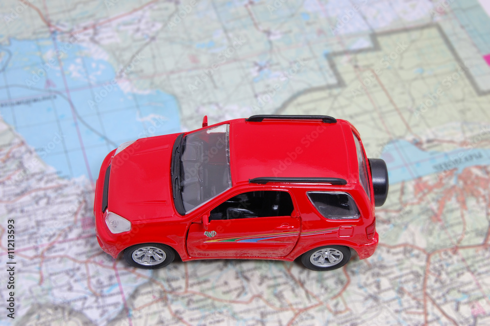 model of car on a map Stock Photo | Adobe Stock