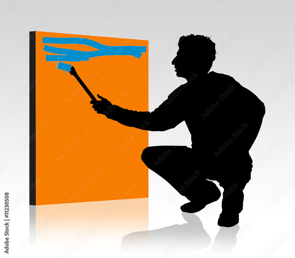 Hombre pintando un cuadro ilustración de Stock | Adobe Stock