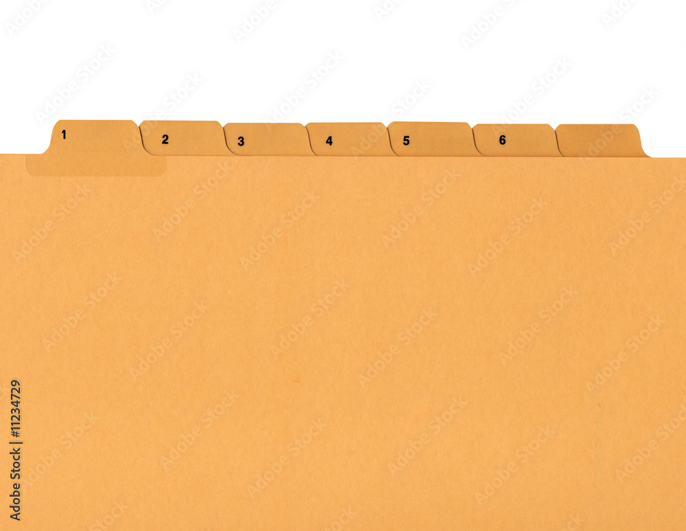 Office folder with numbered tabs isolated on white Stock Photo | Adobe ...
