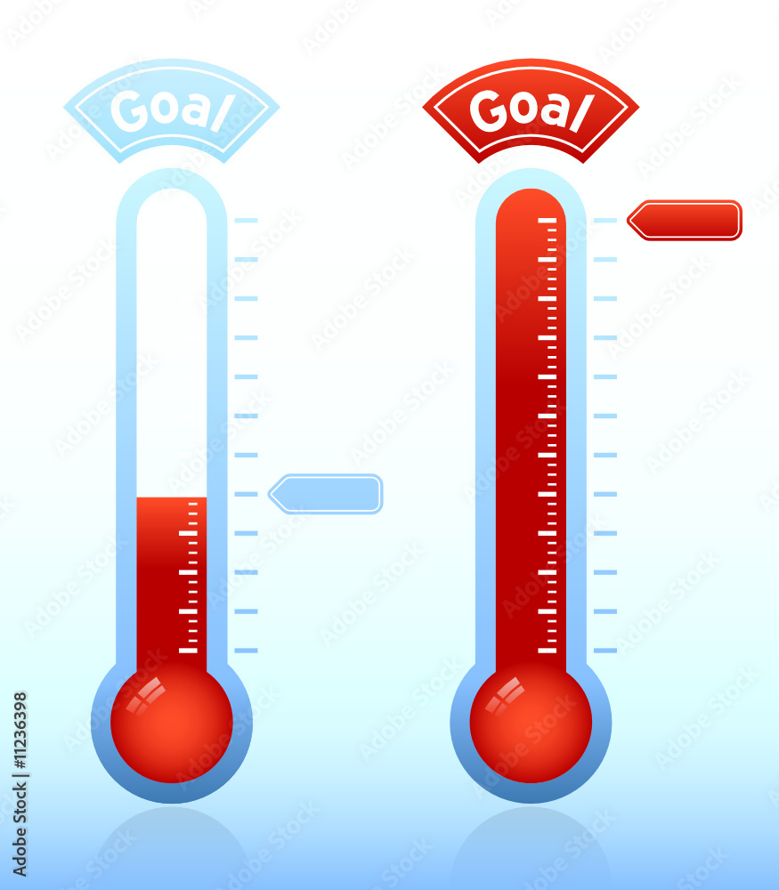 Thermometer graphic showing progress towards goal Stock Vector | Adobe ...