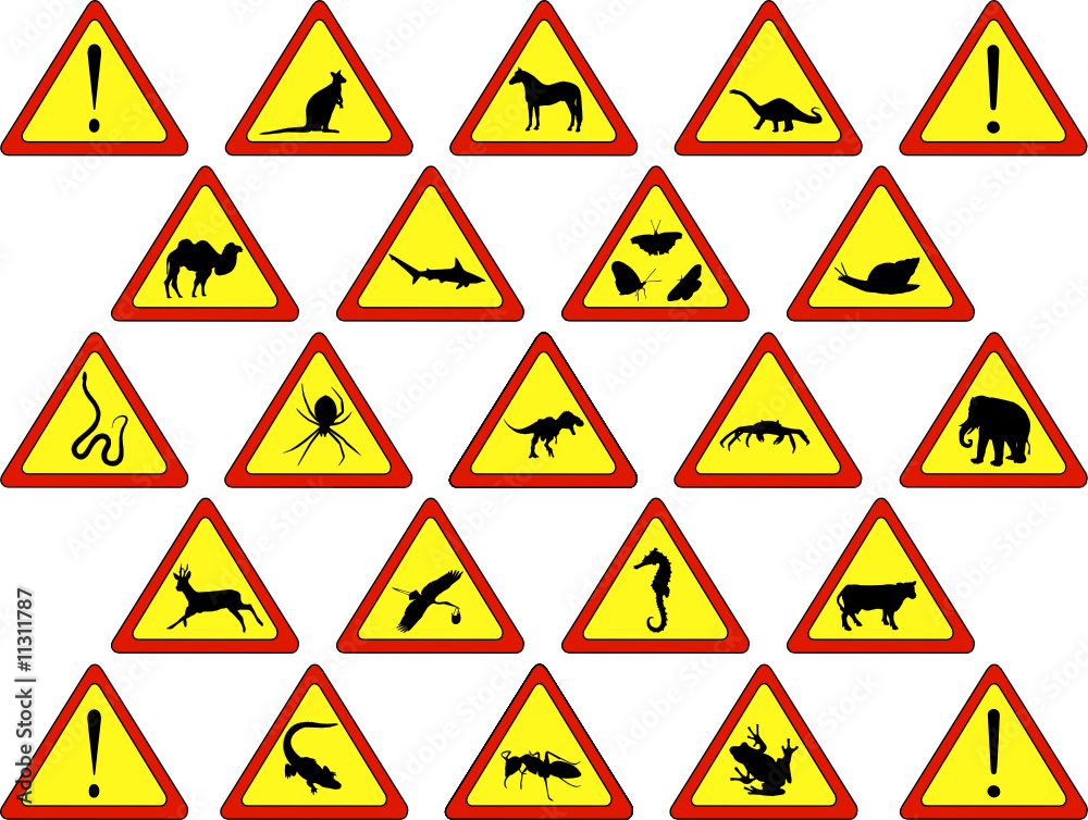 Animal warning signs Stock Vector | Adobe Stock