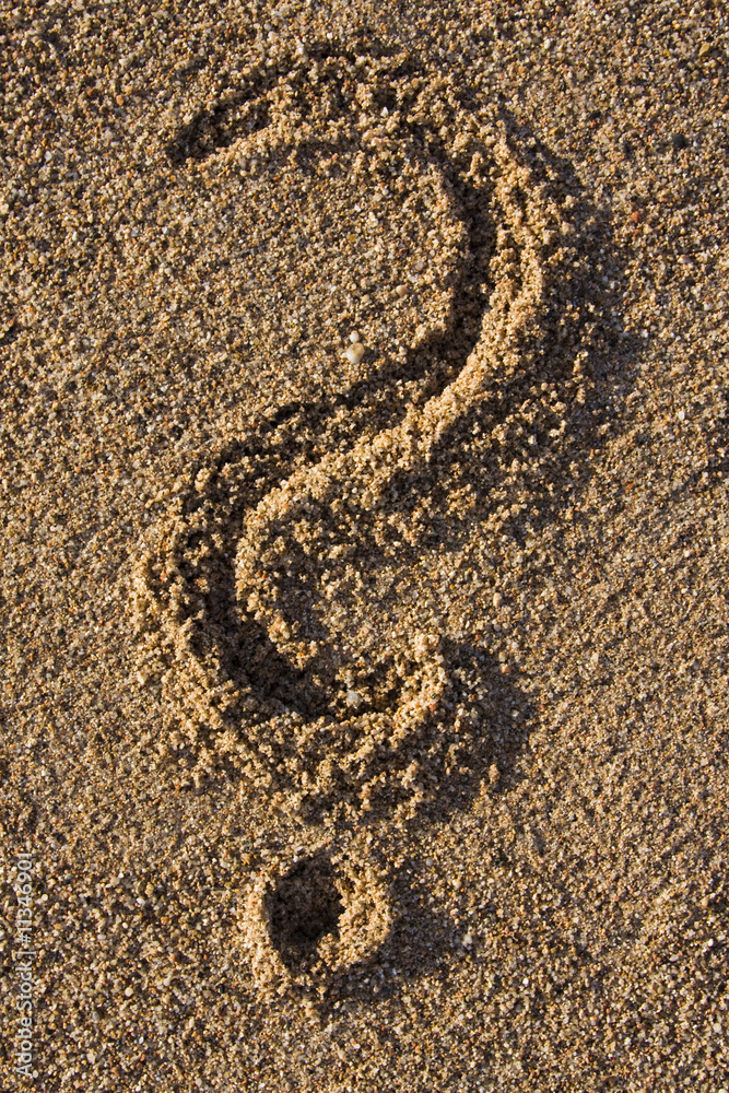 question mark sign in sand Stock Photo | Adobe Stock