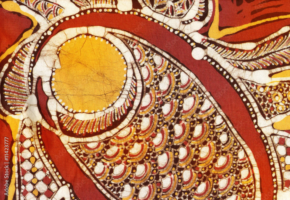 Yellow and brown batik cloth with abstract design Stock Photo | Adobe Stock