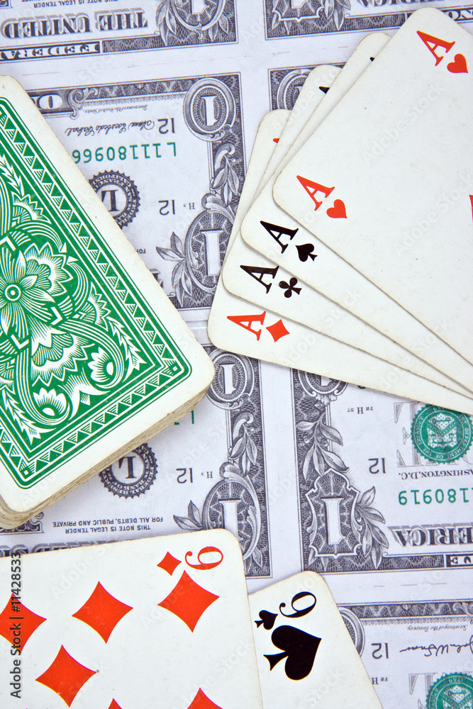 playing cards with money Stock Photo | Adobe Stock