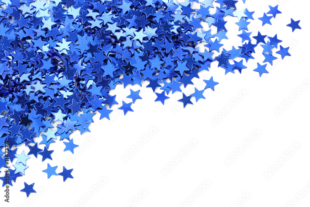 Blue stars confetti on white background Stock Photo | Adobe Stock