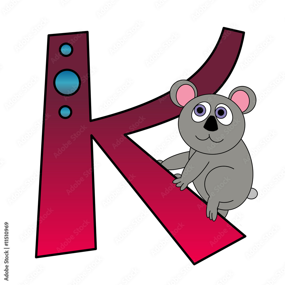 Alphabet - Letter K - With A Koala - Isolated On White Stock ...