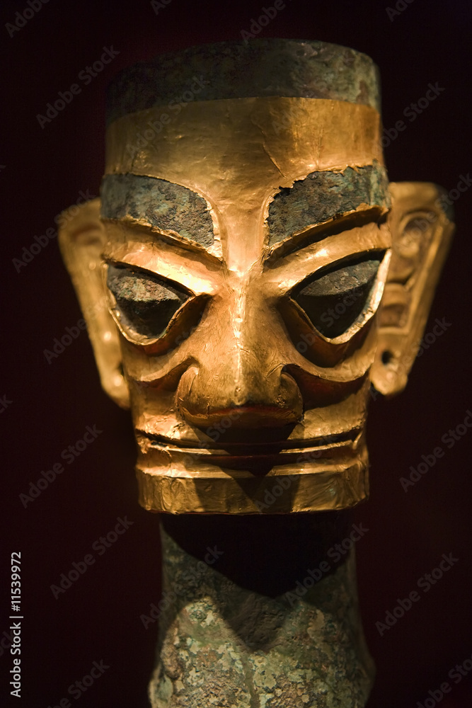 Bronze Gold Statue Sanxingdui Museum Chengdu Sichuan China Stock Photo ...