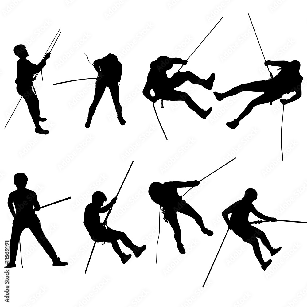 Rappelling silhouettes Stock Vector | Adobe Stock