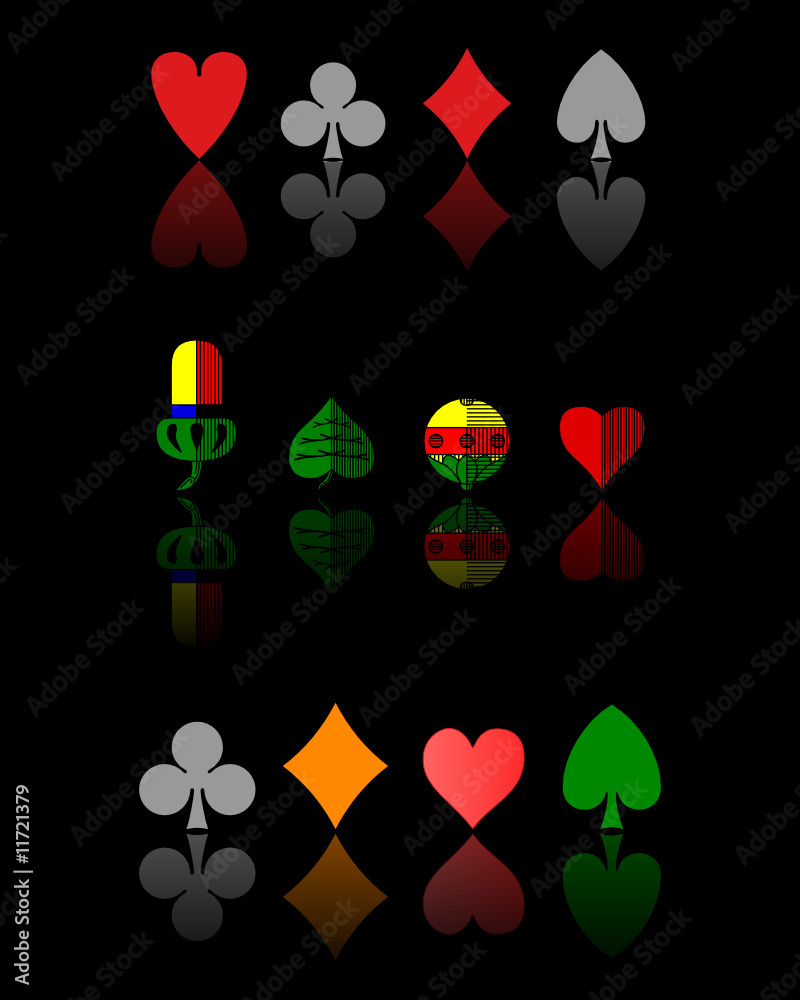 spielkarten symbole (black background) Stock Vector | Adobe Stock