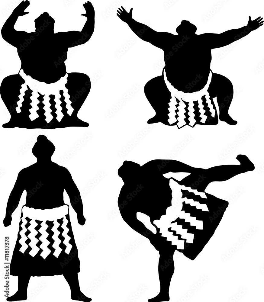 sumo wrestlers champions silhouettes Stock Vector | Adobe Stock