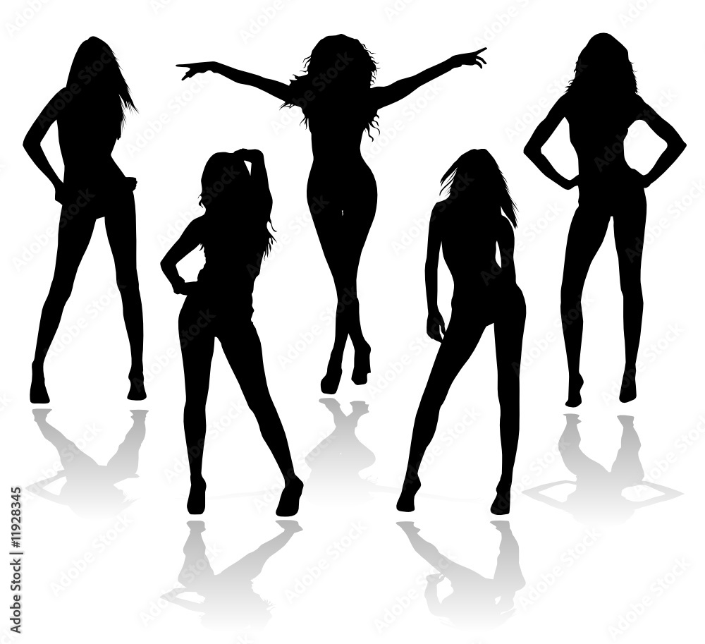 Sexy girls group vector silhouettes Stock Vector | Adobe Stock