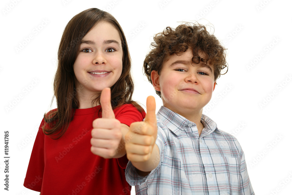 Kids showing OK sign isolated on white background Stock Photo | Adobe Stock