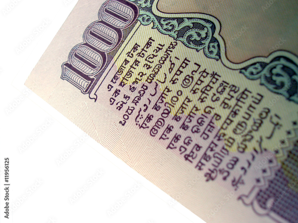 Indian Bank Note-1000 Rupee -in 15 indian languages Stock Photo | Adobe ...