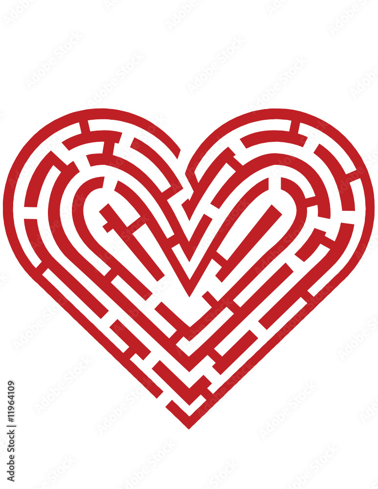red heart labyrinth Vector illustration Stock Vector | Adobe Stock