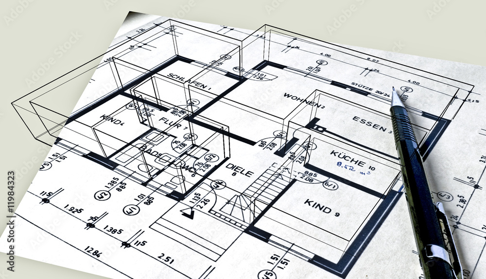 Bauplan 3D Stock-Foto | Adobe Stock