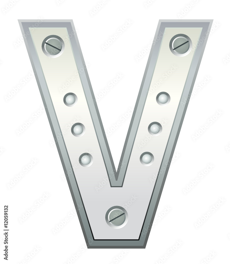 Metallic letter with rivets and screws Stock Vector | Adobe Stock