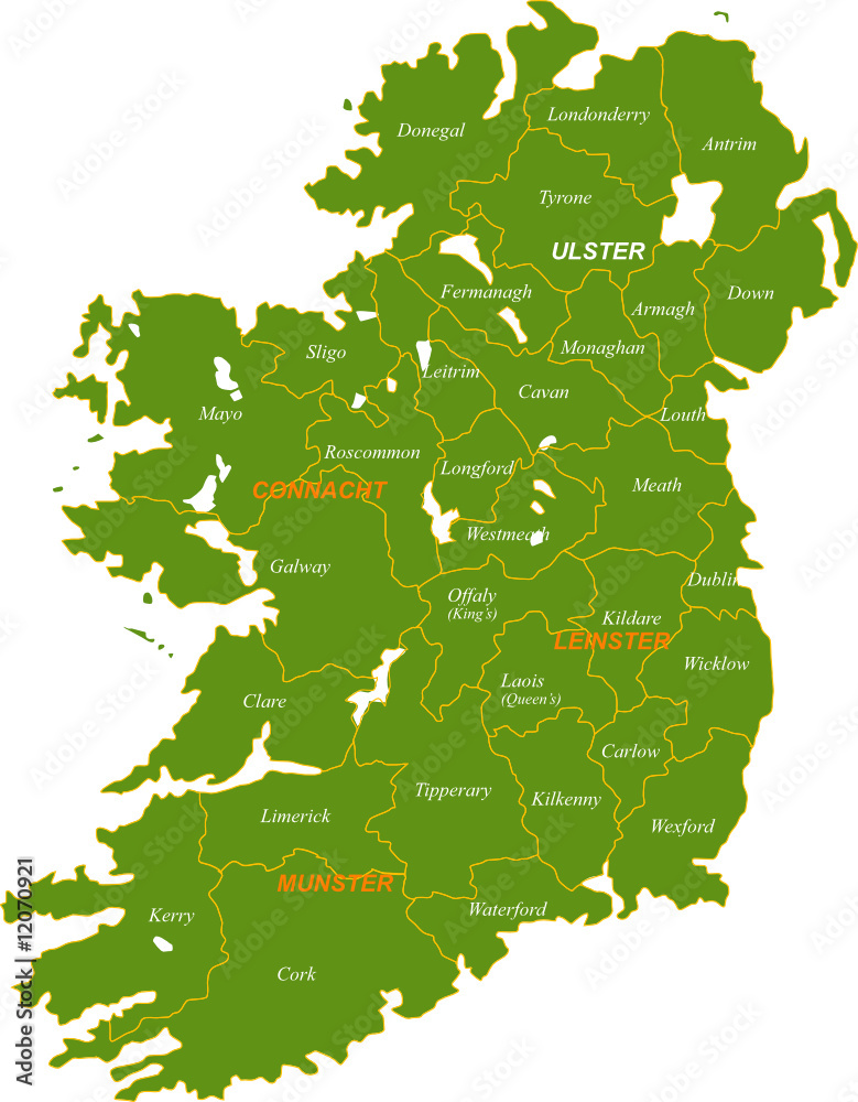 Map of the whole Ireland isolated on white background. Stock Vector ...