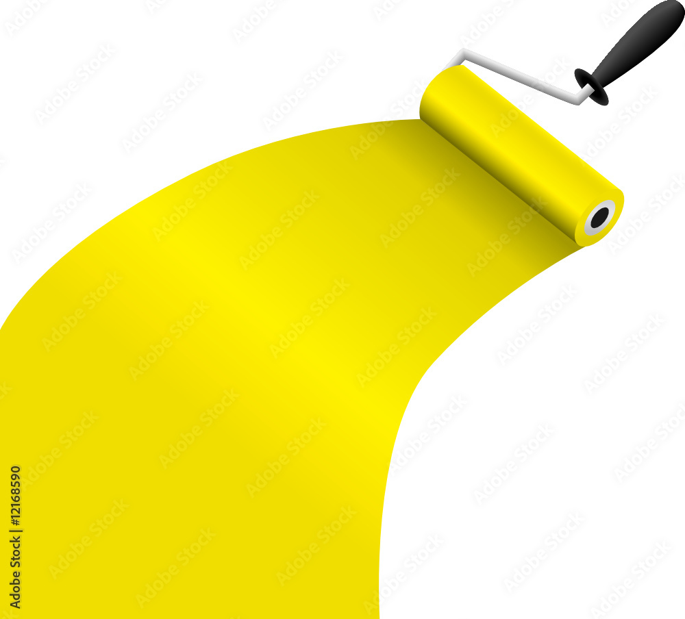 roller brush with yellow paint vector illustration Stock Vector | Adobe ...