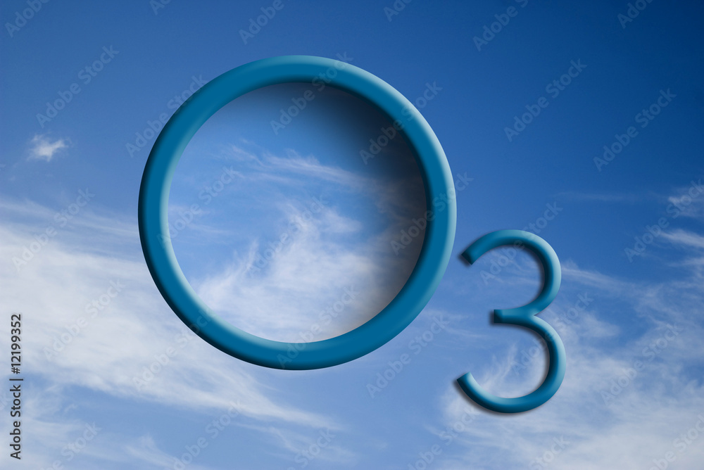 Foto de Logo O3 su cielo do Stock | Adobe Stock