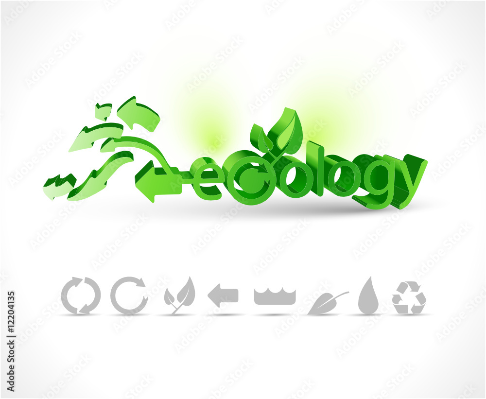 ecology 3d title and ecology icons Stock Vector | Adobe Stock