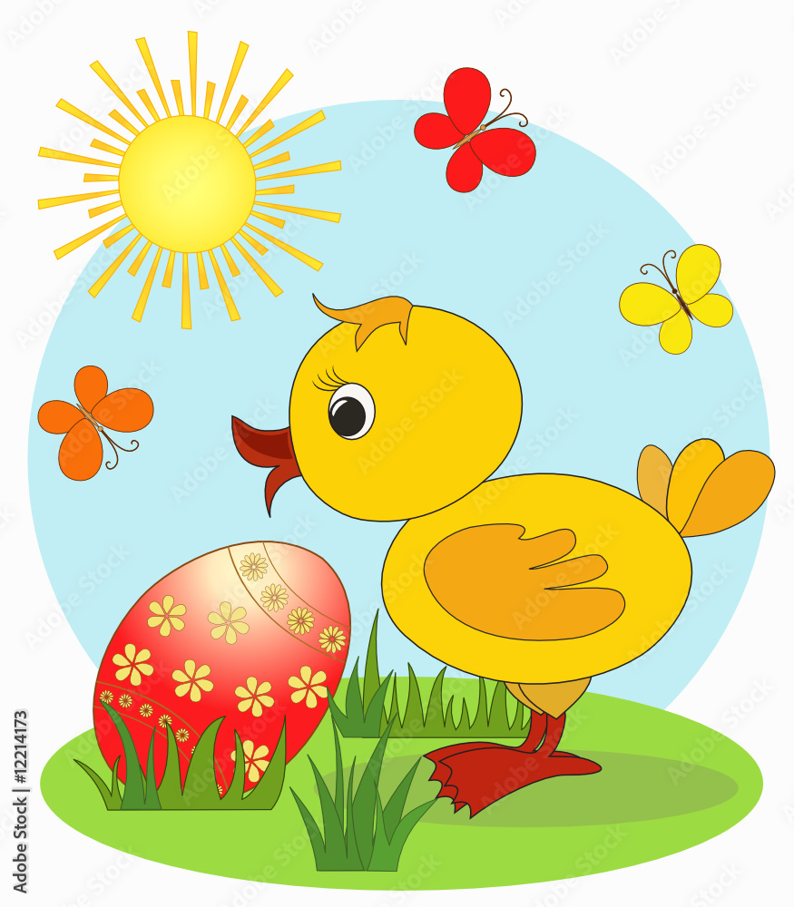 Duckling. Easter card Stock Vector | Adobe Stock