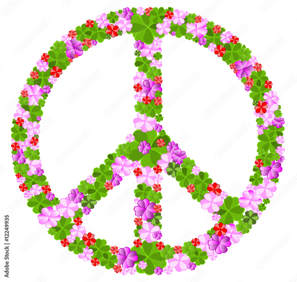 Peace sign made with flowers Stock Vector | Adobe Stock