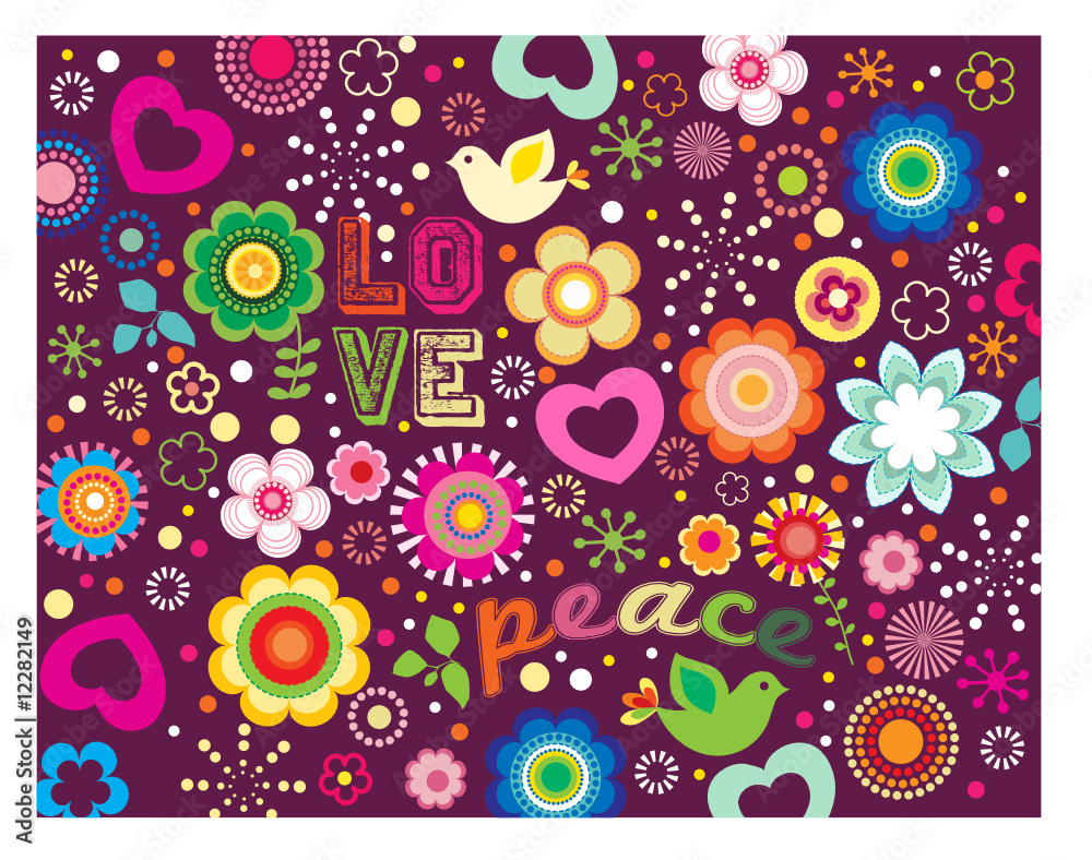 Love Peace groovy graphic Stock Vector | Adobe Stock