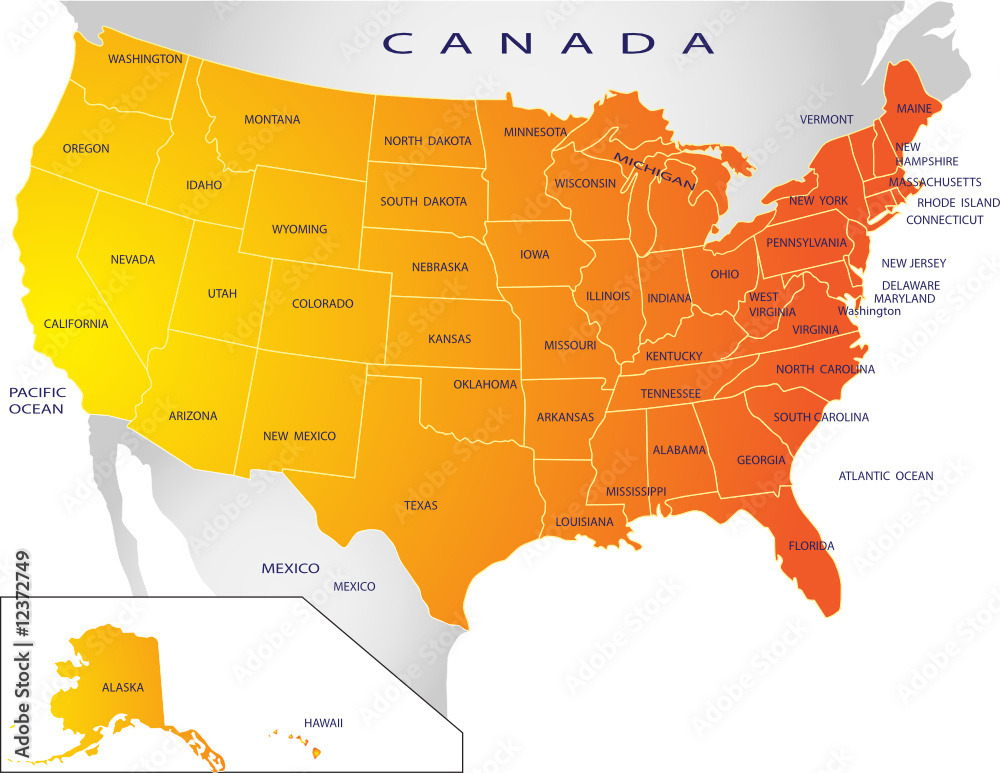 Vetor de Political map of USA do Stock | Adobe Stock