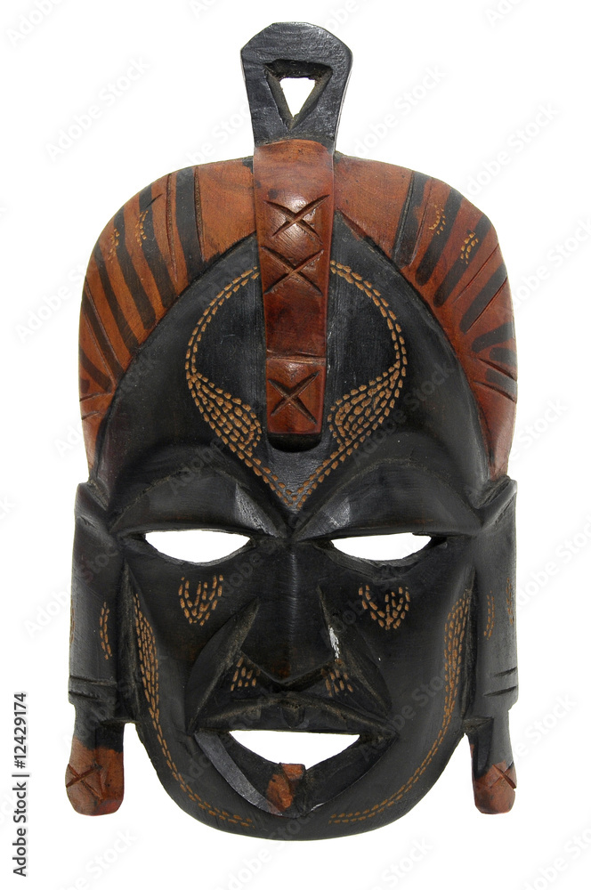 Tribal mask isolated in white Stock Photo | Adobe Stock