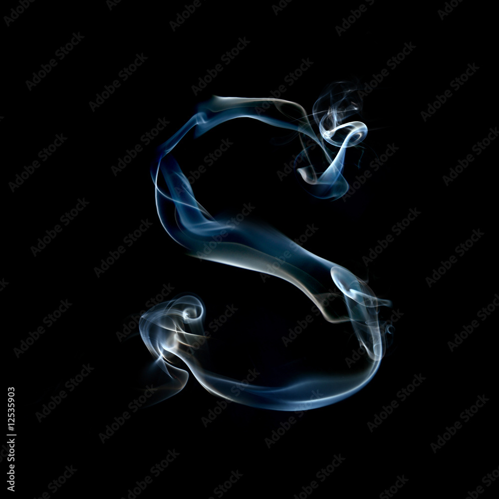letter S from a smoky alphabet isolated on black Stock Photo | Adobe Stock