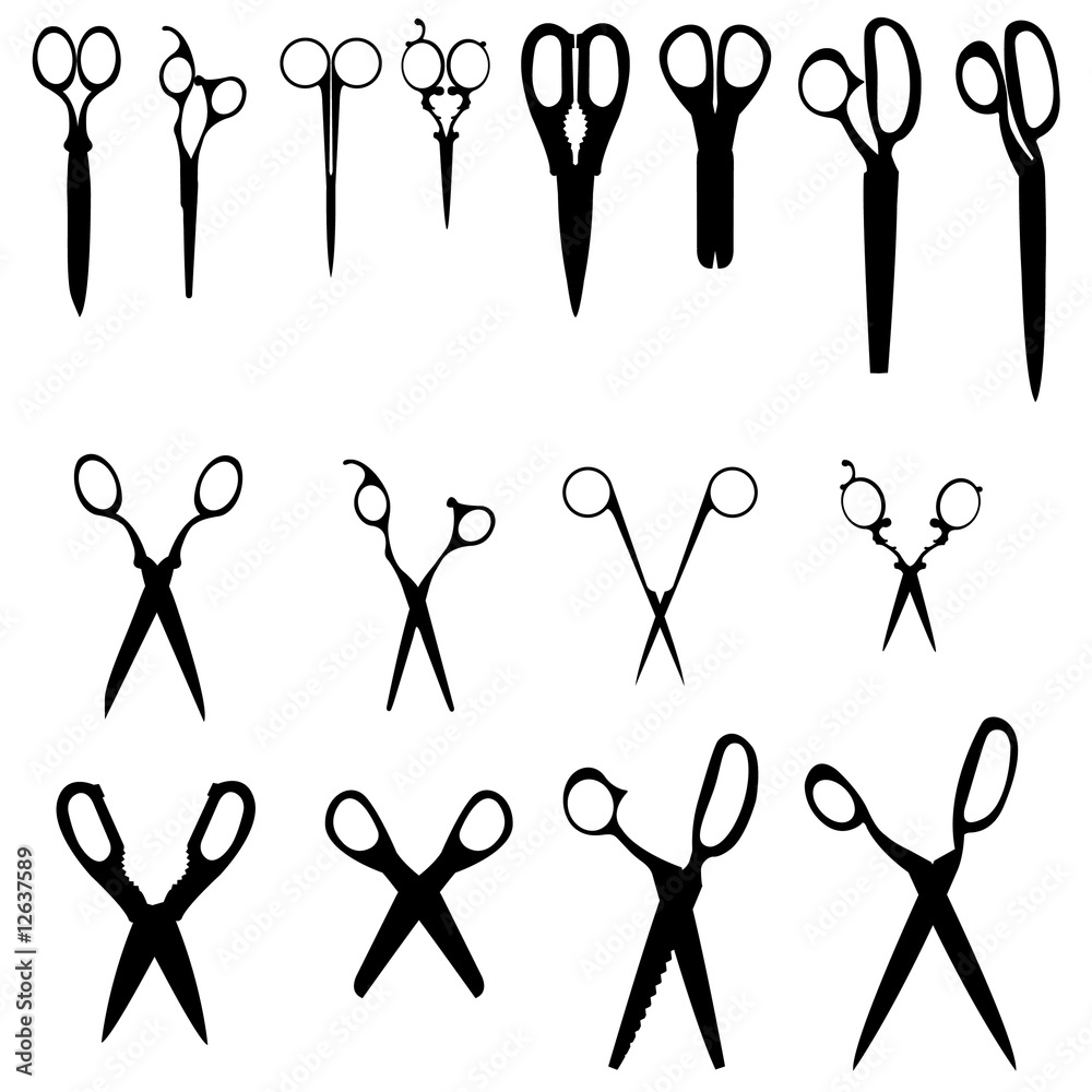 Vector set of scissors Stock Vector | Adobe Stock