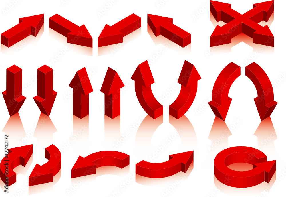 3D arrow icon set Stock Vector | Adobe Stock