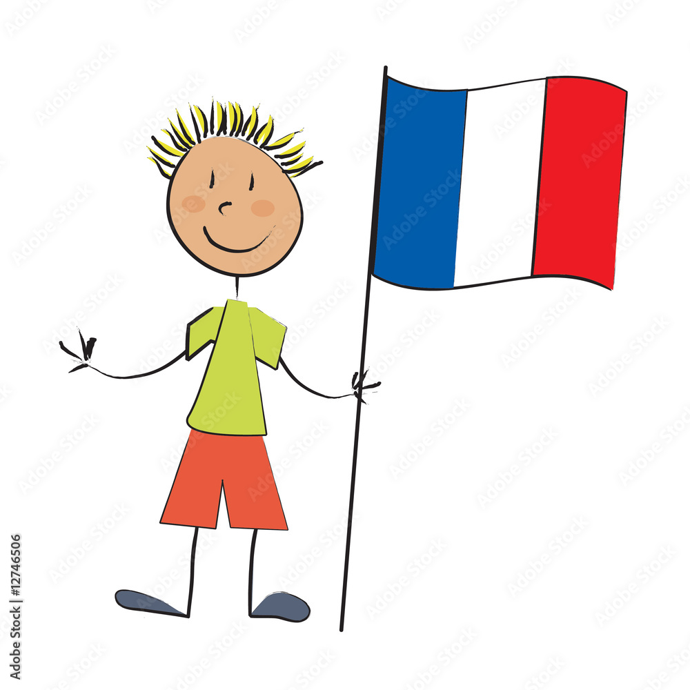 enfant drapeau france Illustration Stock | Adobe Stock