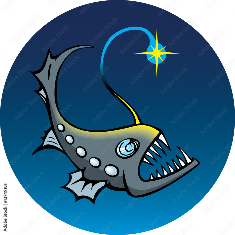 Deep-sea angler fish, cartoon vector illustration Stock Vector | Adobe ...