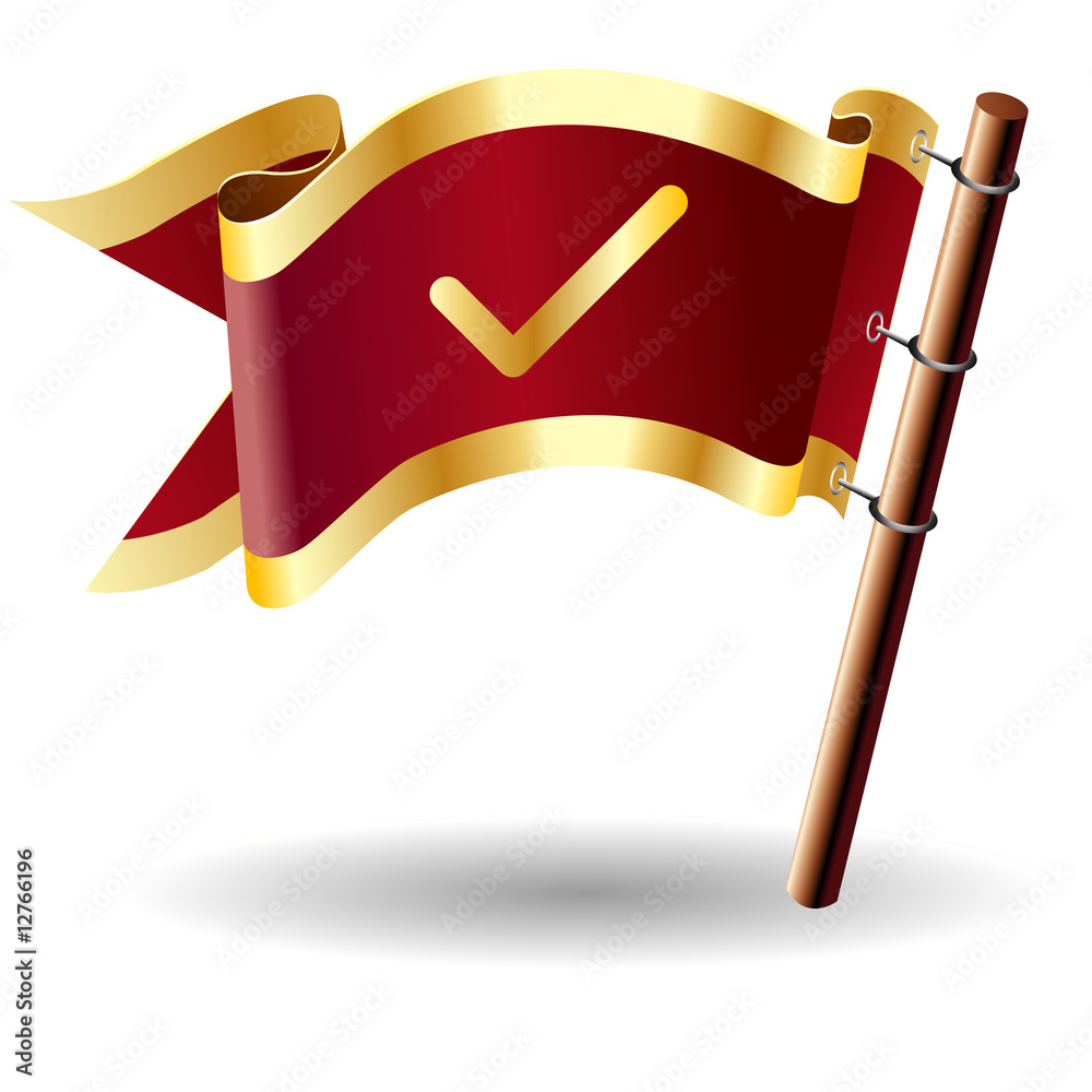 Check mark icon on vector flag button Stock Vector | Adobe Stock