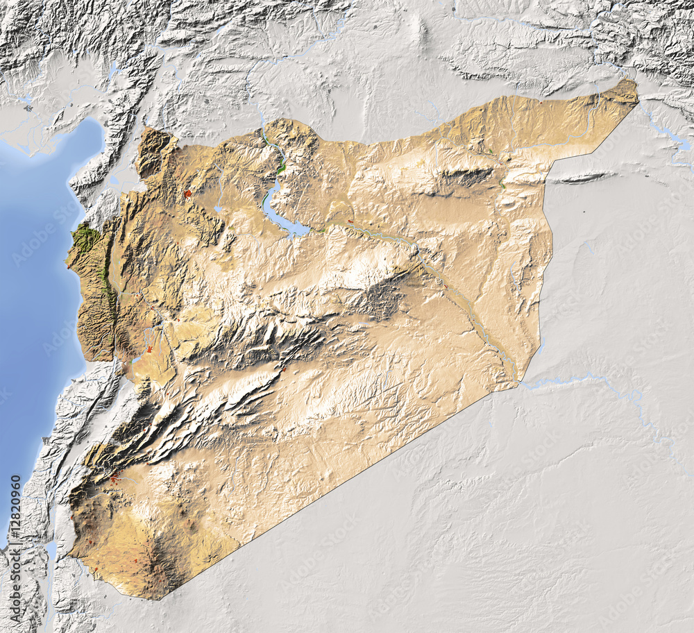 Syria, shaded relief map Stock Illustration | Adobe Stock Syria, shaded relief map Stock Illustration | Adobe Stock